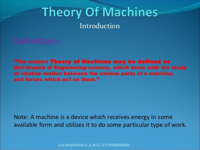 Introduction To Theory Of Machines