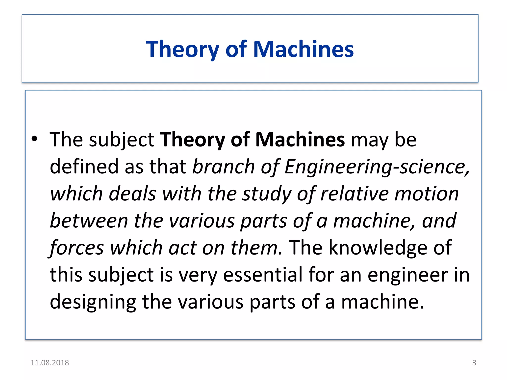 Introduction to theory of machines | PDF