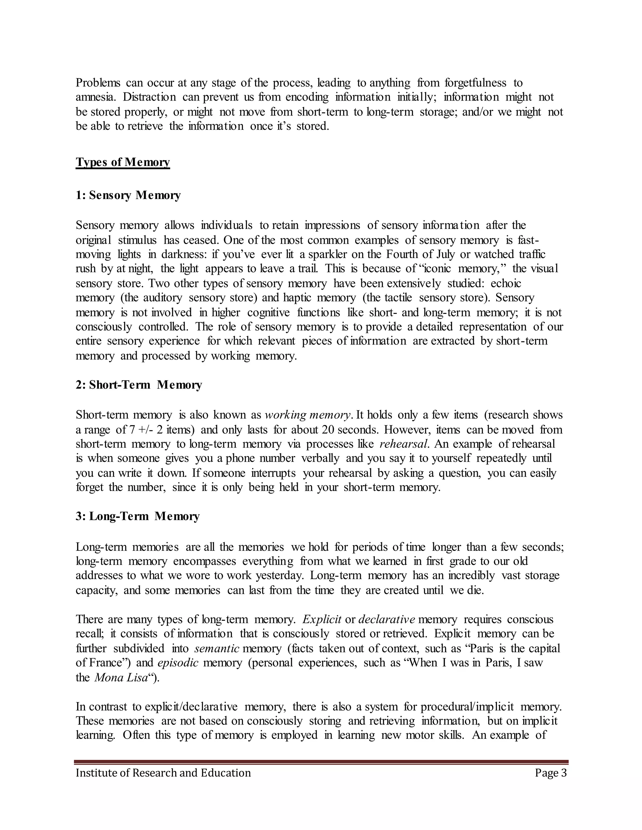 Introduction to the process and types of memory | DOCX