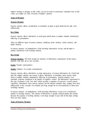 Introduction to the process and types of memory | DOCX