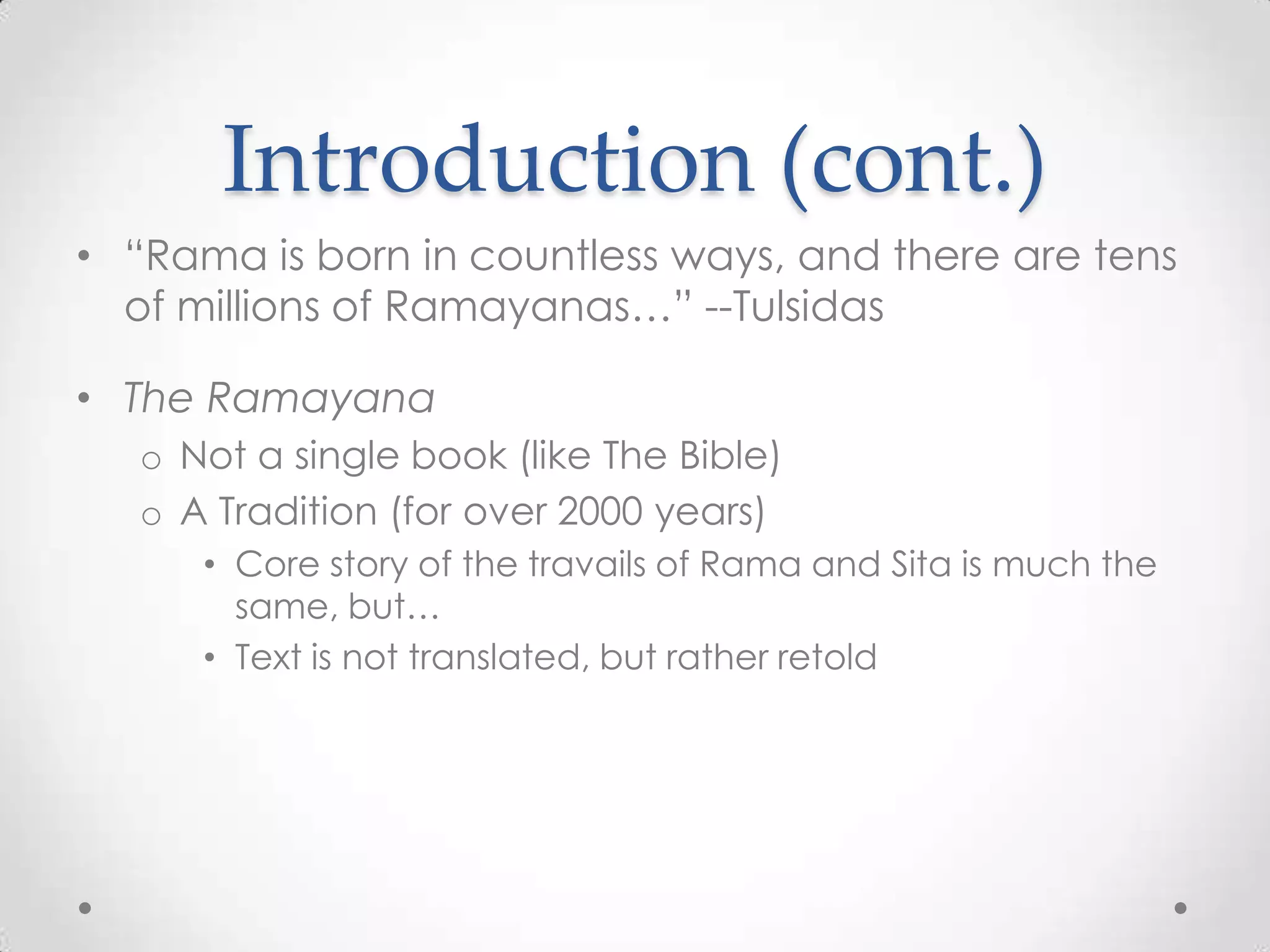 Introduction to the ramayana | PPTX