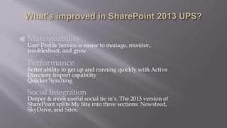 Introduction to the sharepoint 2013 userprofile service By Quontra | PPTX | Social Networking ...
