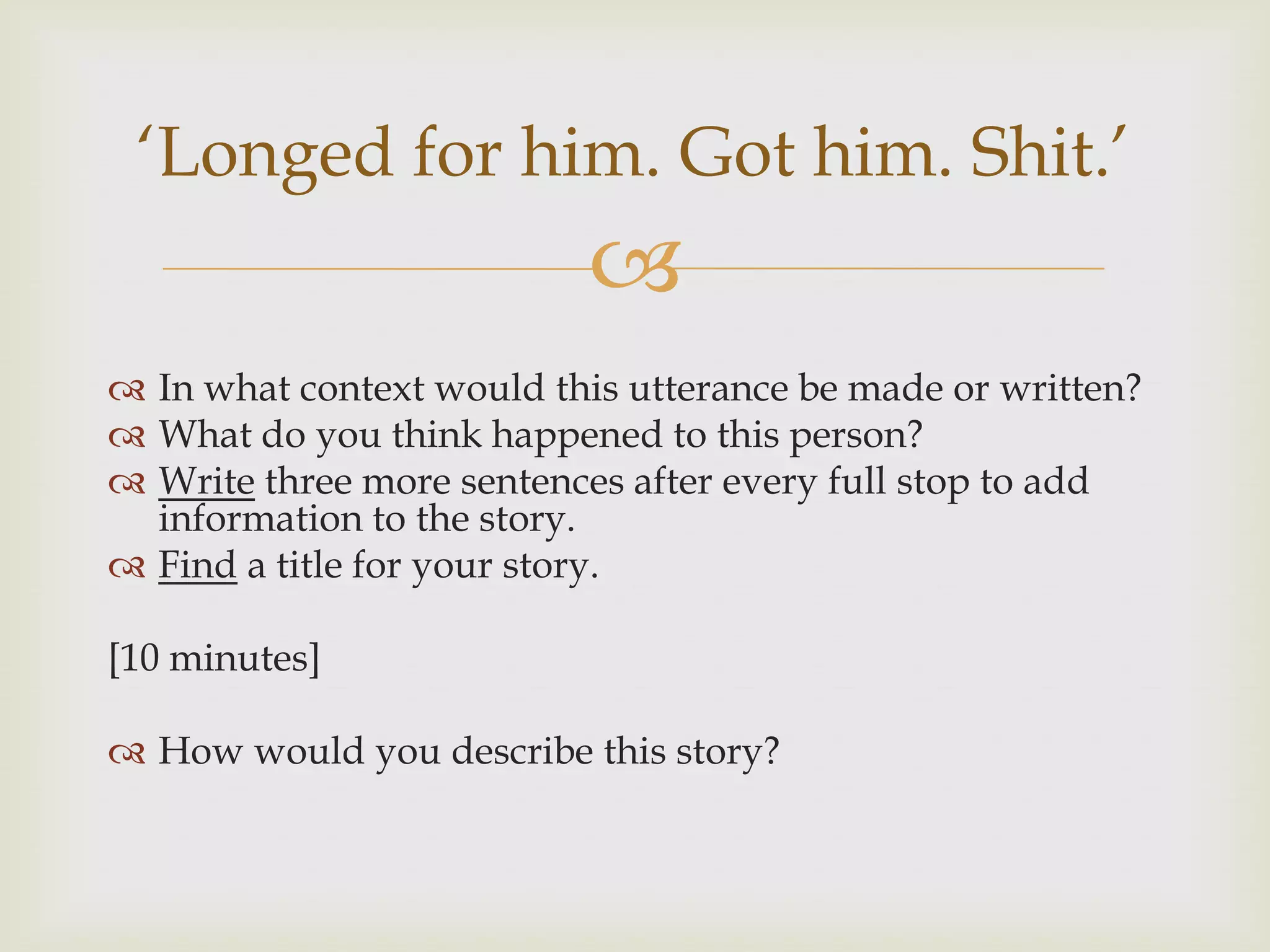 Introduction to the short story Example: Hemingway’s The Killers | PPT
