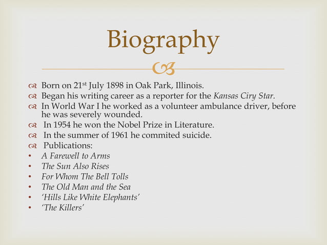 Introduction to the short story Example: Hemingway’s The Killers | PPT