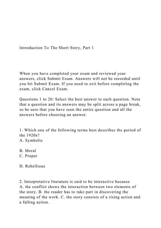 Introduction To The Short Story, Part 1When you ha.docx