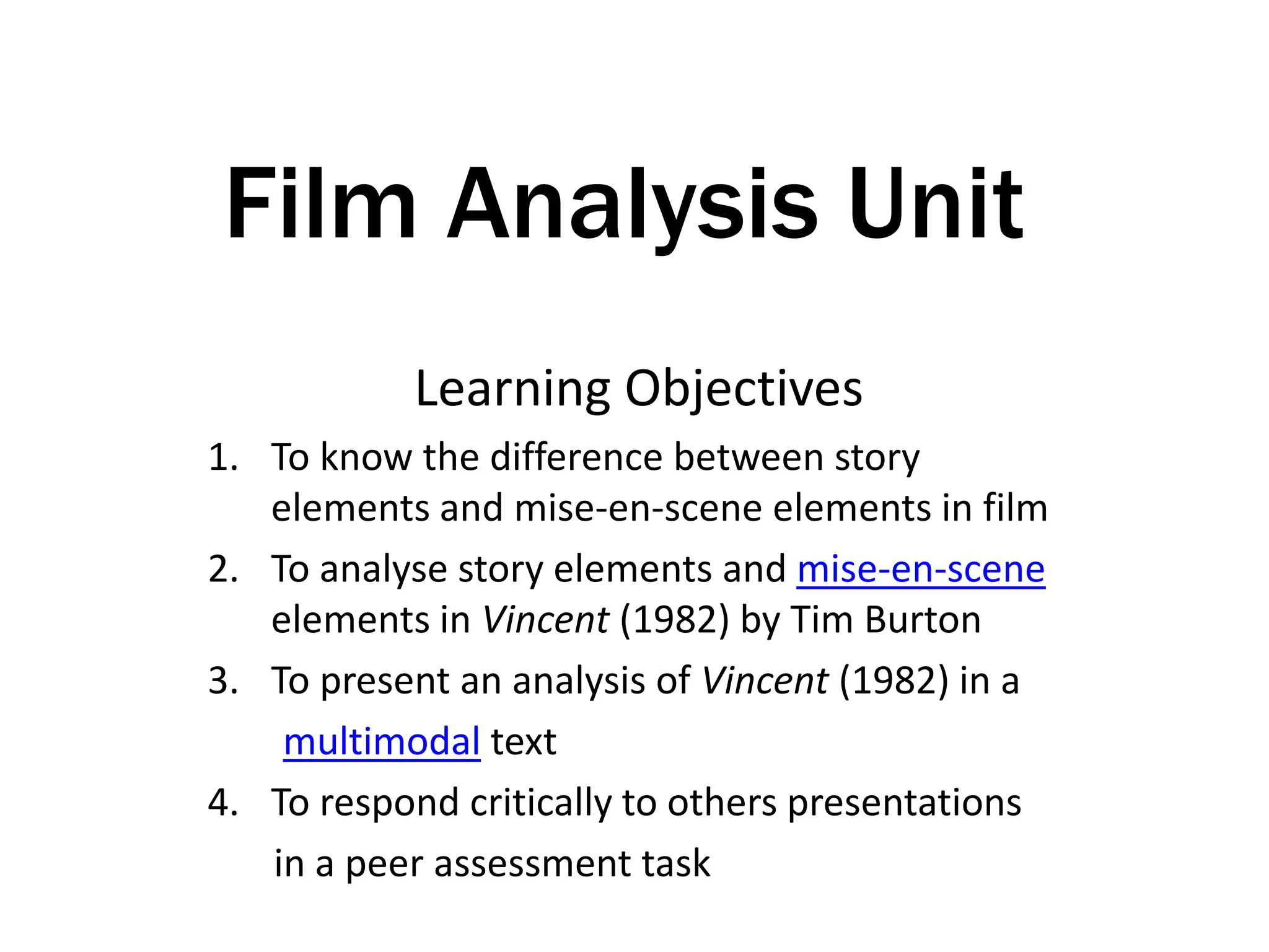 Outline of Film Analysis Unit | PPT