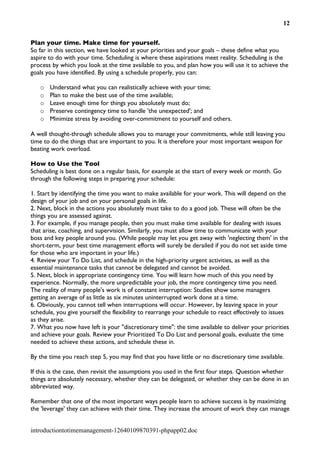 Introduction To Time Management | DOC