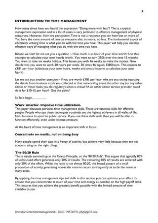 Introduction To Time Management | DOC