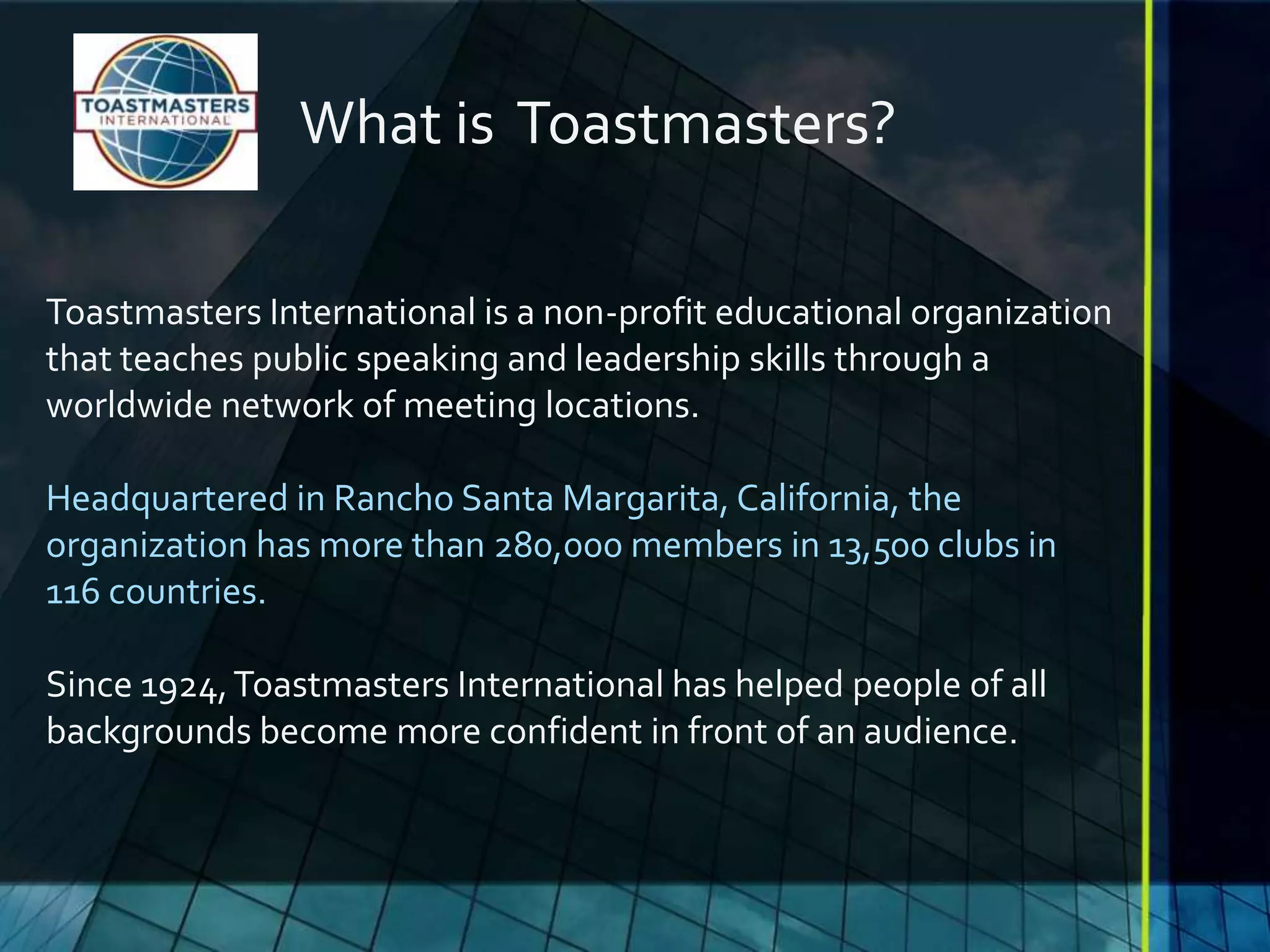Introduction to Toastmasters | PPTX