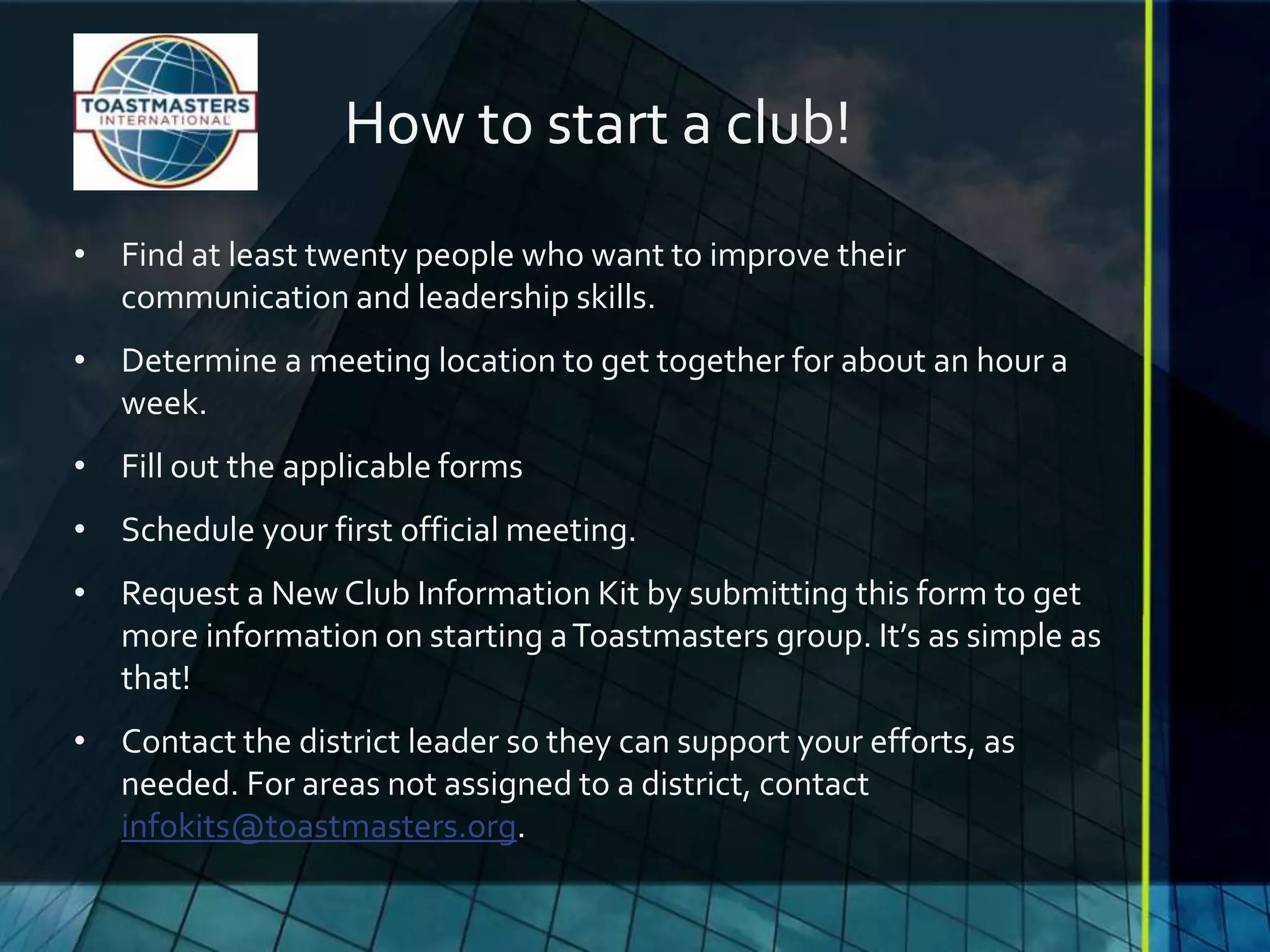 Introduction to Toastmasters | PPTX
