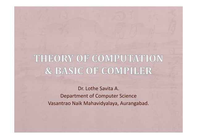 Introduction to toc and compiler | PDF