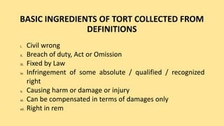 Introduction to tort by sehrish saba raja advocate | PPT