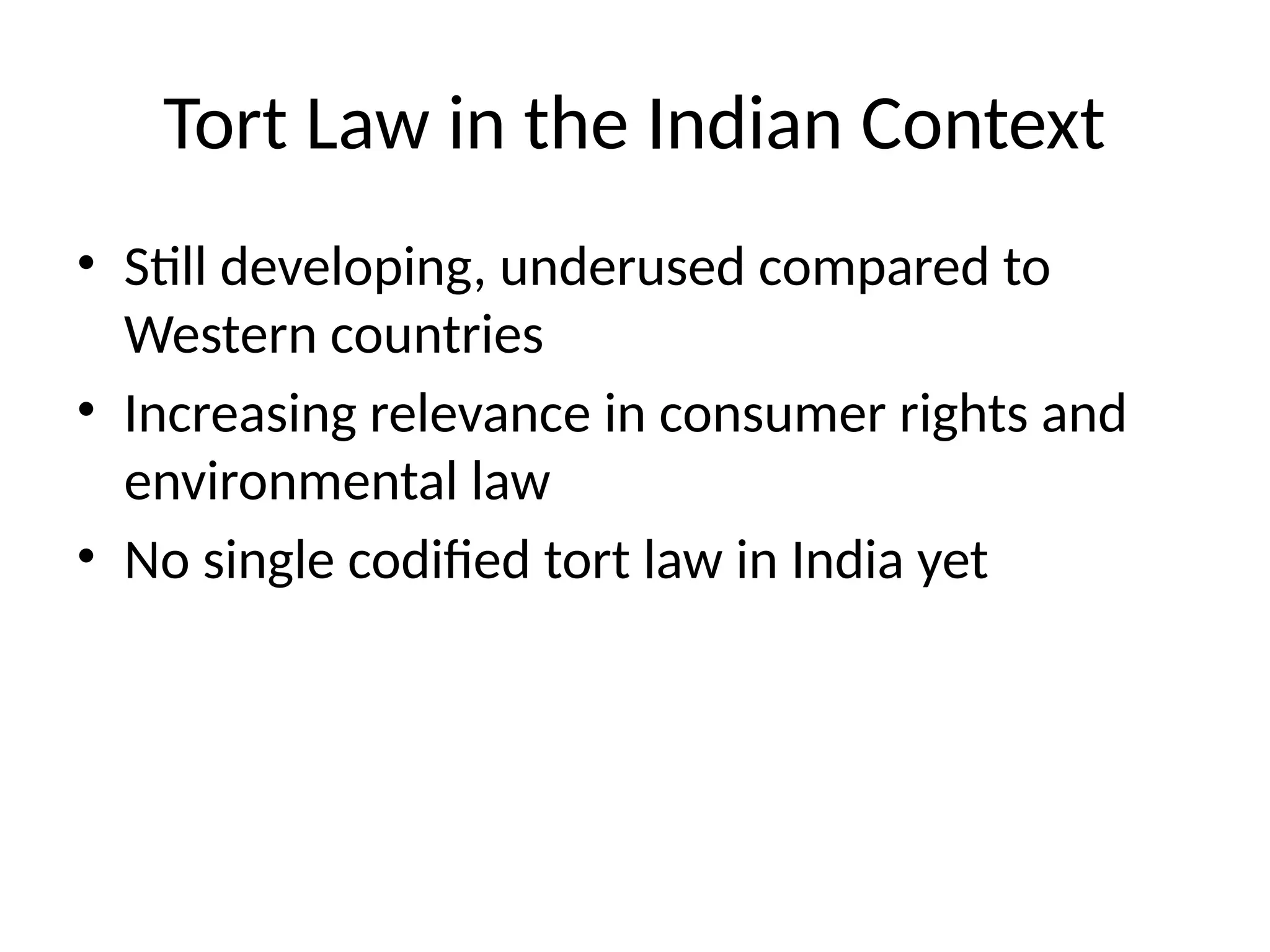 Introduction to Tort Law in India by Siva Prasad Bose | PPTX