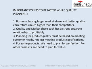 Introduction to total quality management II | PPT