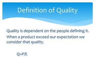 Introduction to total quality management(tqm) | PPTX