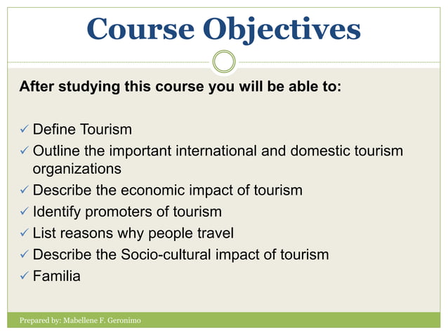 Introduction to tourism | PPTX