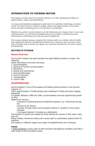 Introduction to tourism sector | PDF