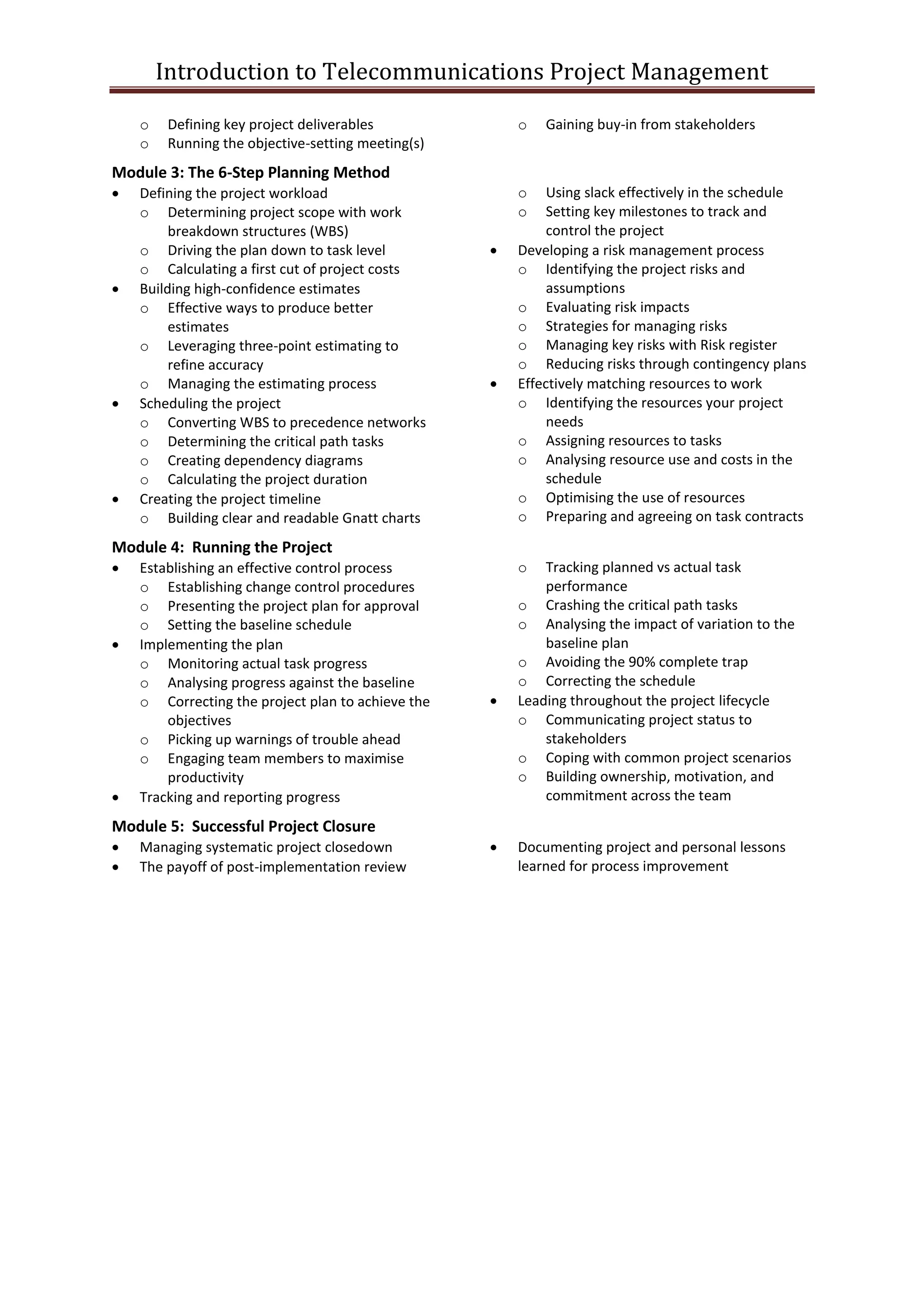 Introduction to tpm course syllabus | PDF