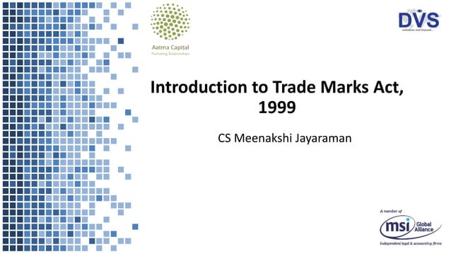 Introduction to Trade Marks Act, 1999 | PPTX | Law