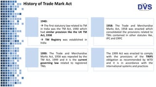 Introduction to Trade Marks Act, 1999 | PPTX