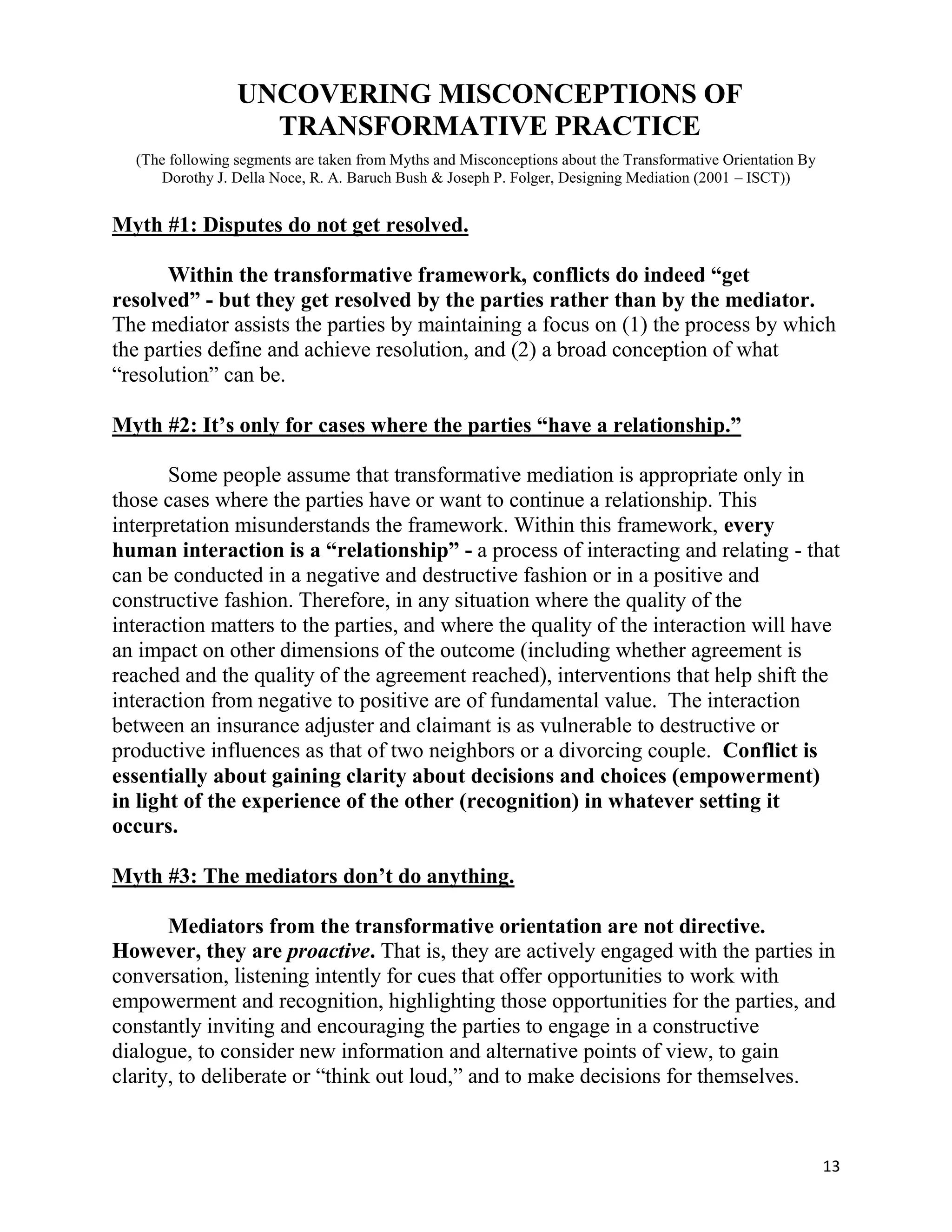 Introduction to transformative mediation | PDF