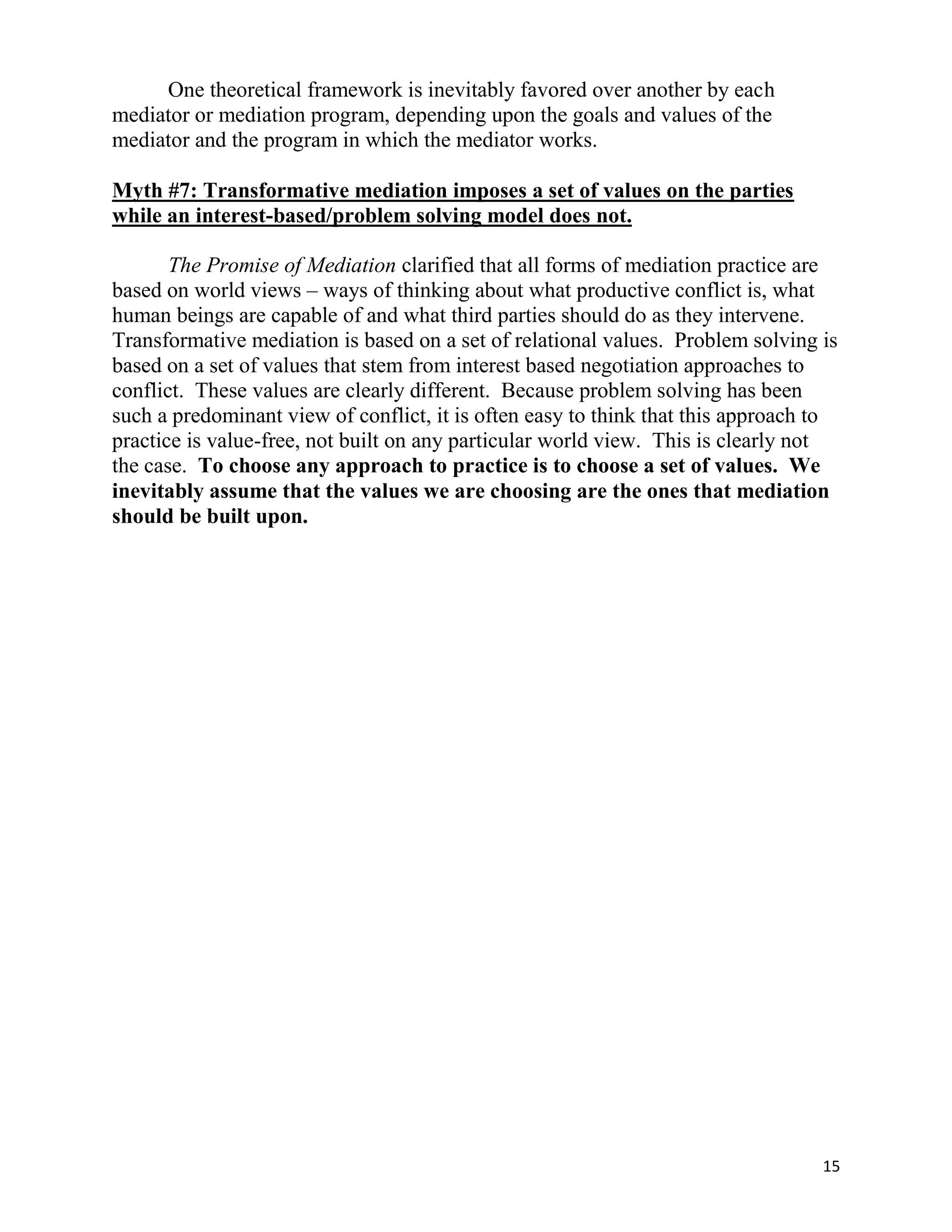 Introduction to transformative mediation | PDF