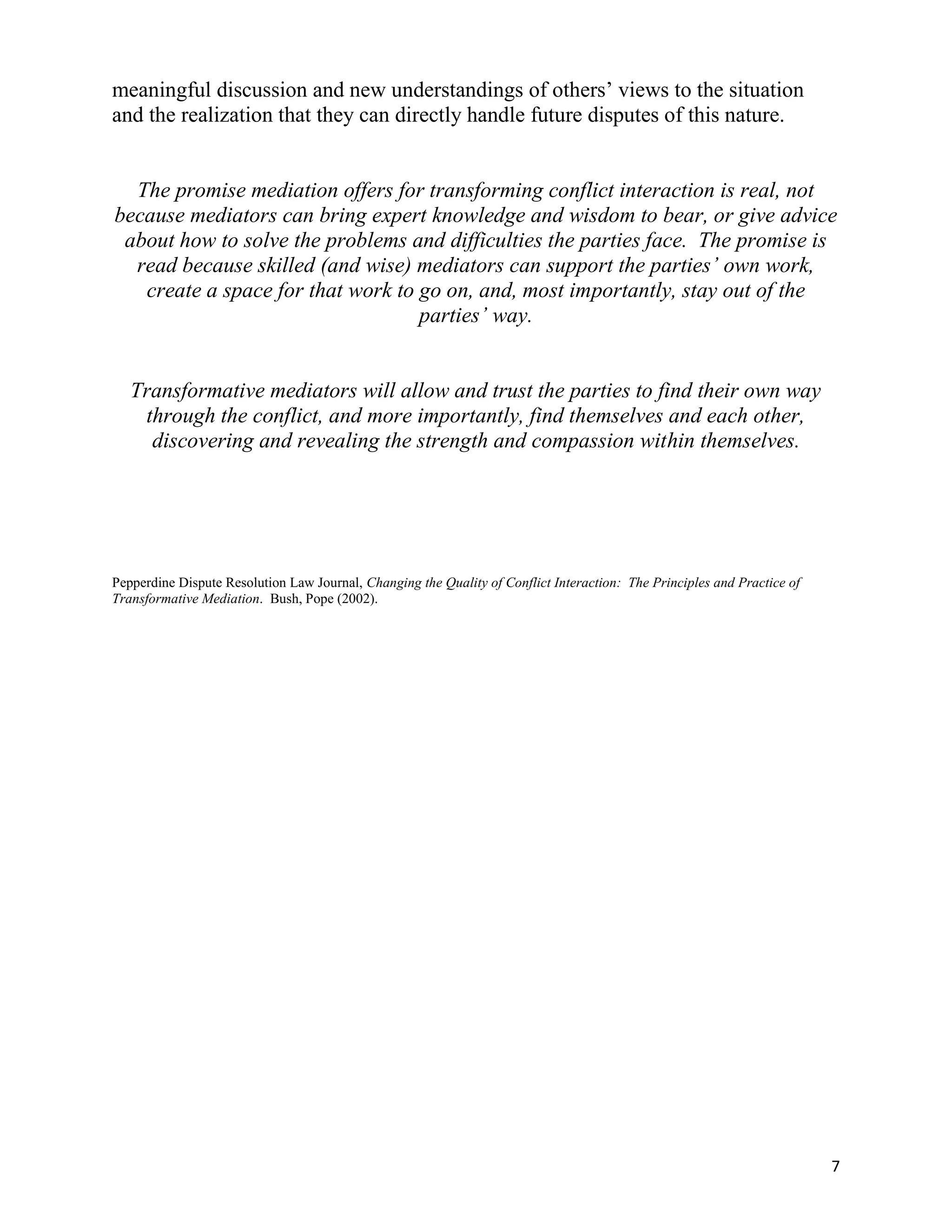 Introduction to transformative mediation | PDF