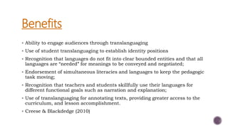 Introduction to Translanguaging in the ESL/EFL Classroom | PPTX