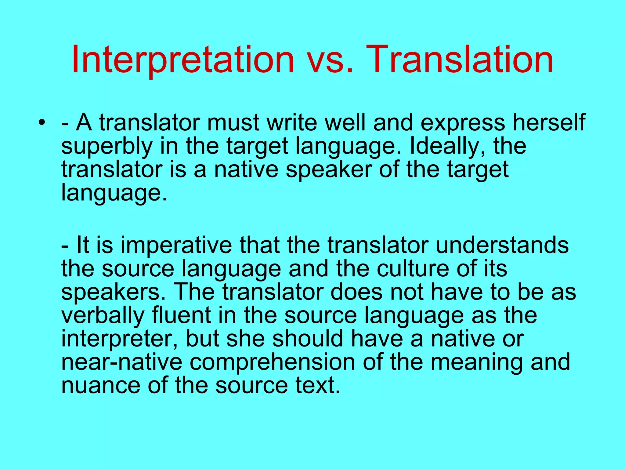 Translation vs. Interpretation | PPTX