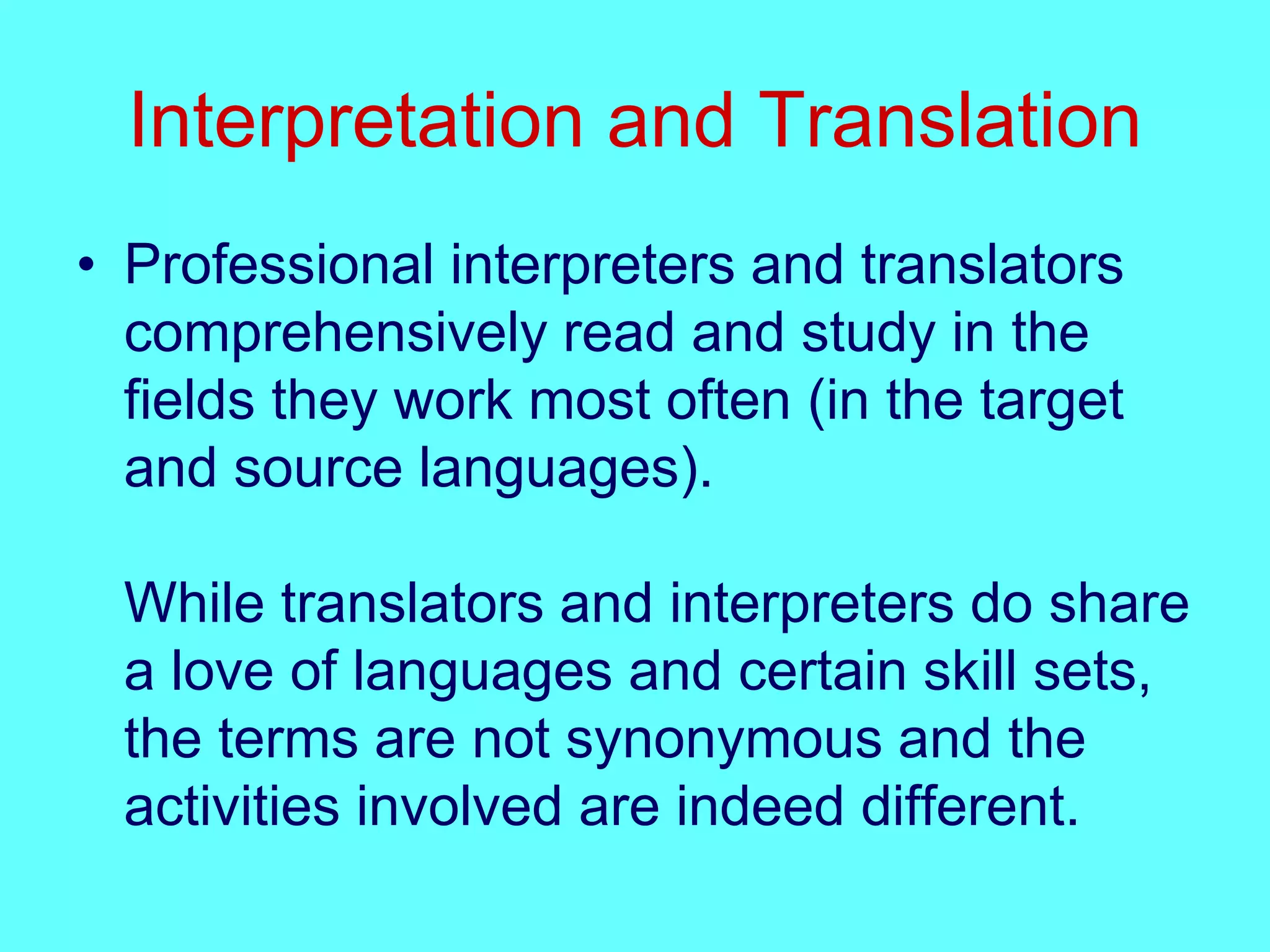 Translation vs. Interpretation | PPTX