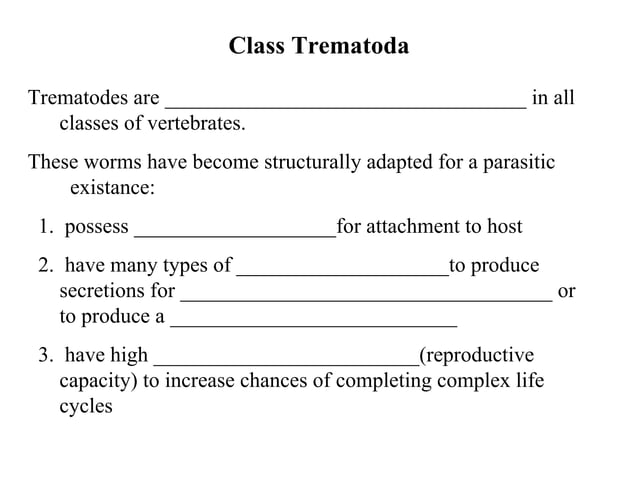 Introduction To Trematodes | PPT | Biological Sciences | Science