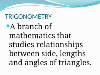 grade 9 mathematics: introduction to trigonometry | PPTX