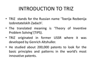 Introduction to TRIZ(TIPS) | PPTX