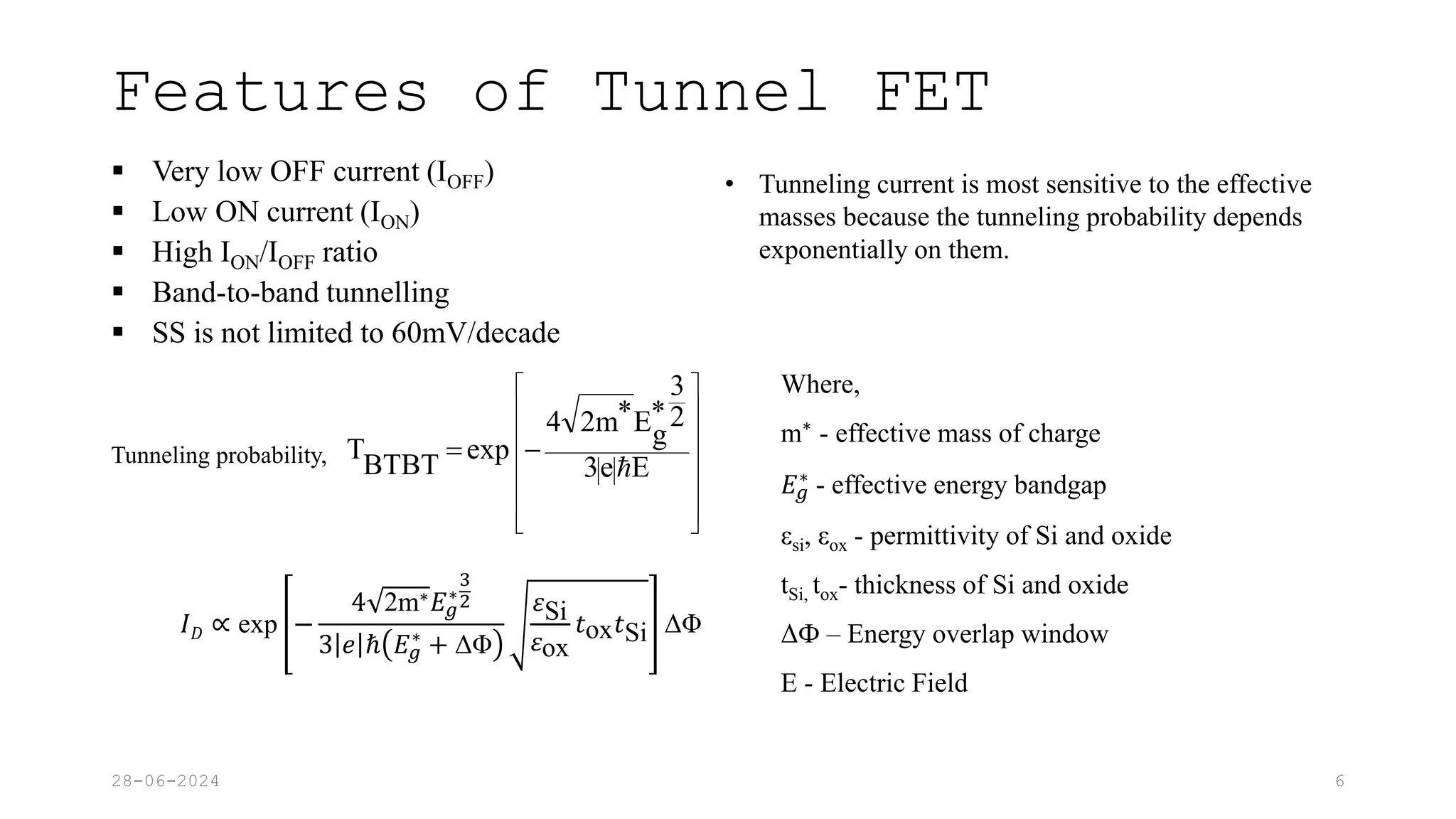 Introduction To Tunnel Field Effect Transistor Pptx