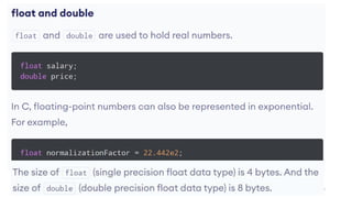Introduction to Turbo C data types | PPTX