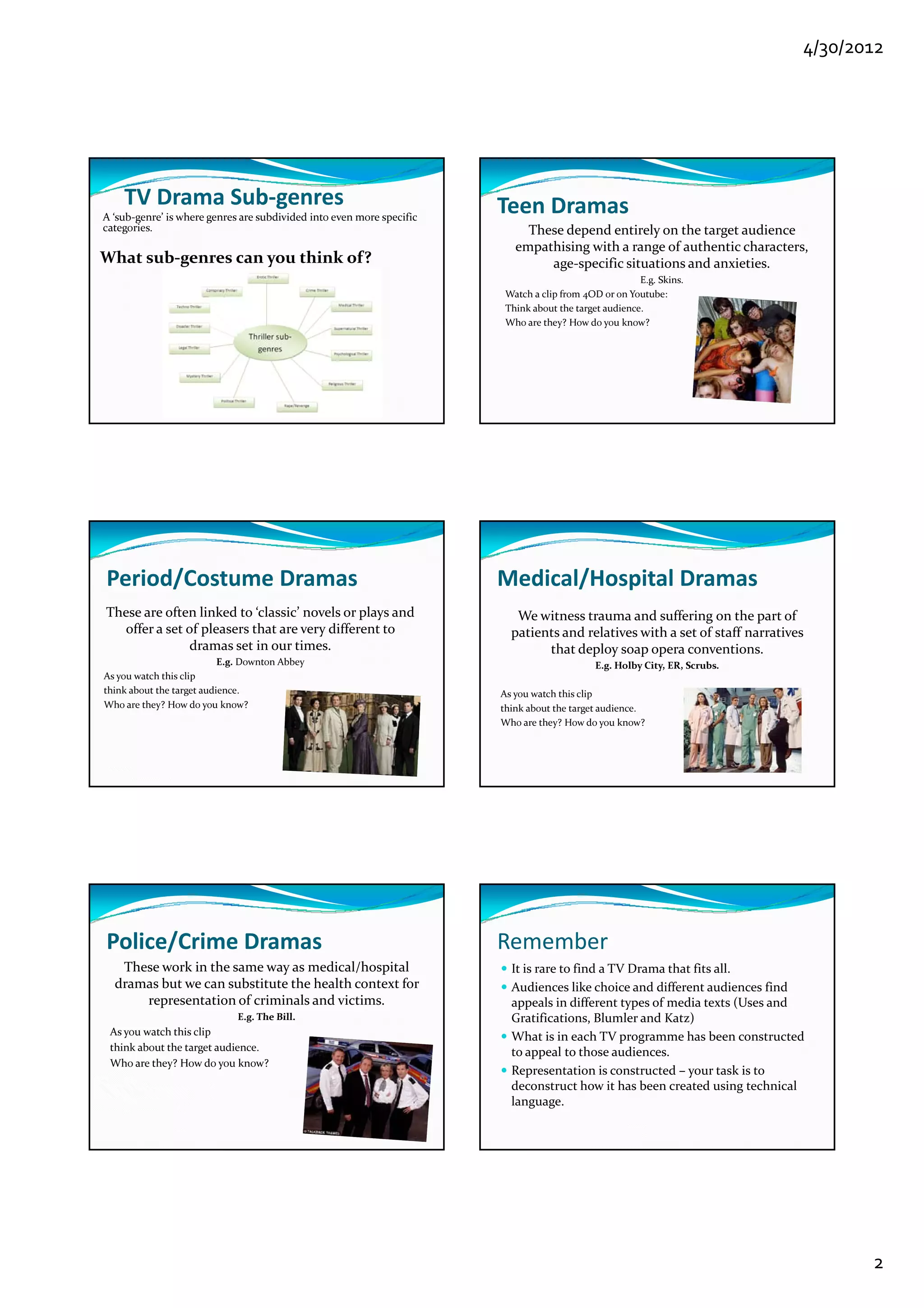 Introduction to tv drama and representation g322 ocr media studies | PDF