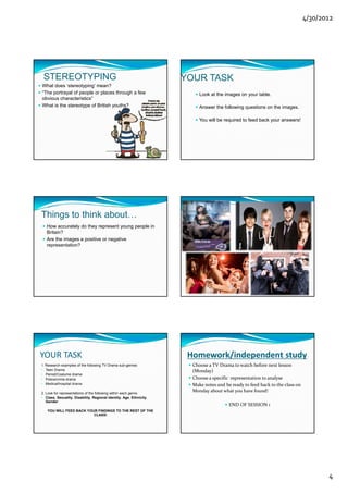 Introduction to tv drama and representation g322 ocr media studies | PDF