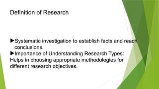 Introduction to Types of Research - Dr. Shital Nathgosavi | PPTX