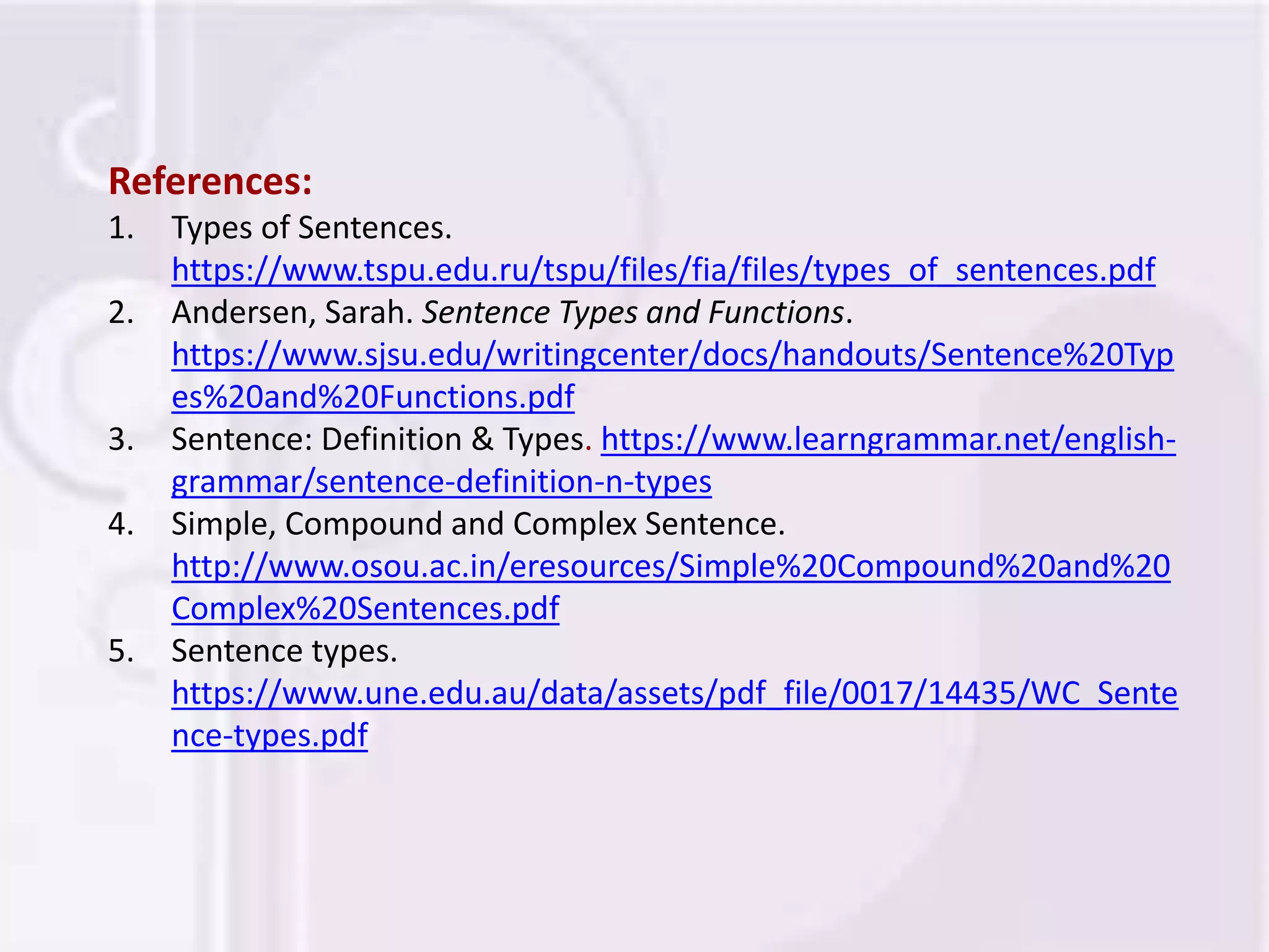 Types of sentences | PPTX