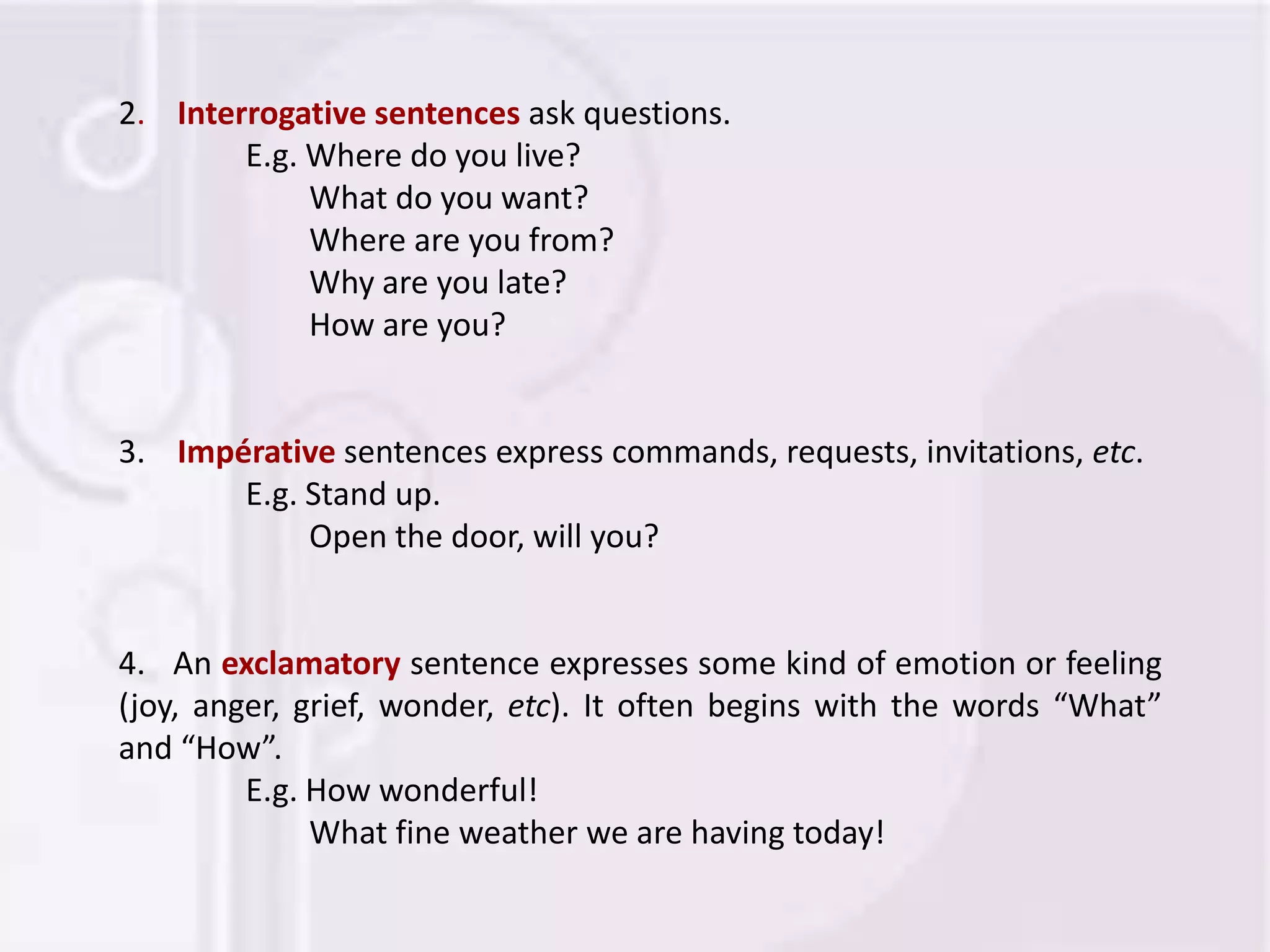 Types of sentences | PPTX