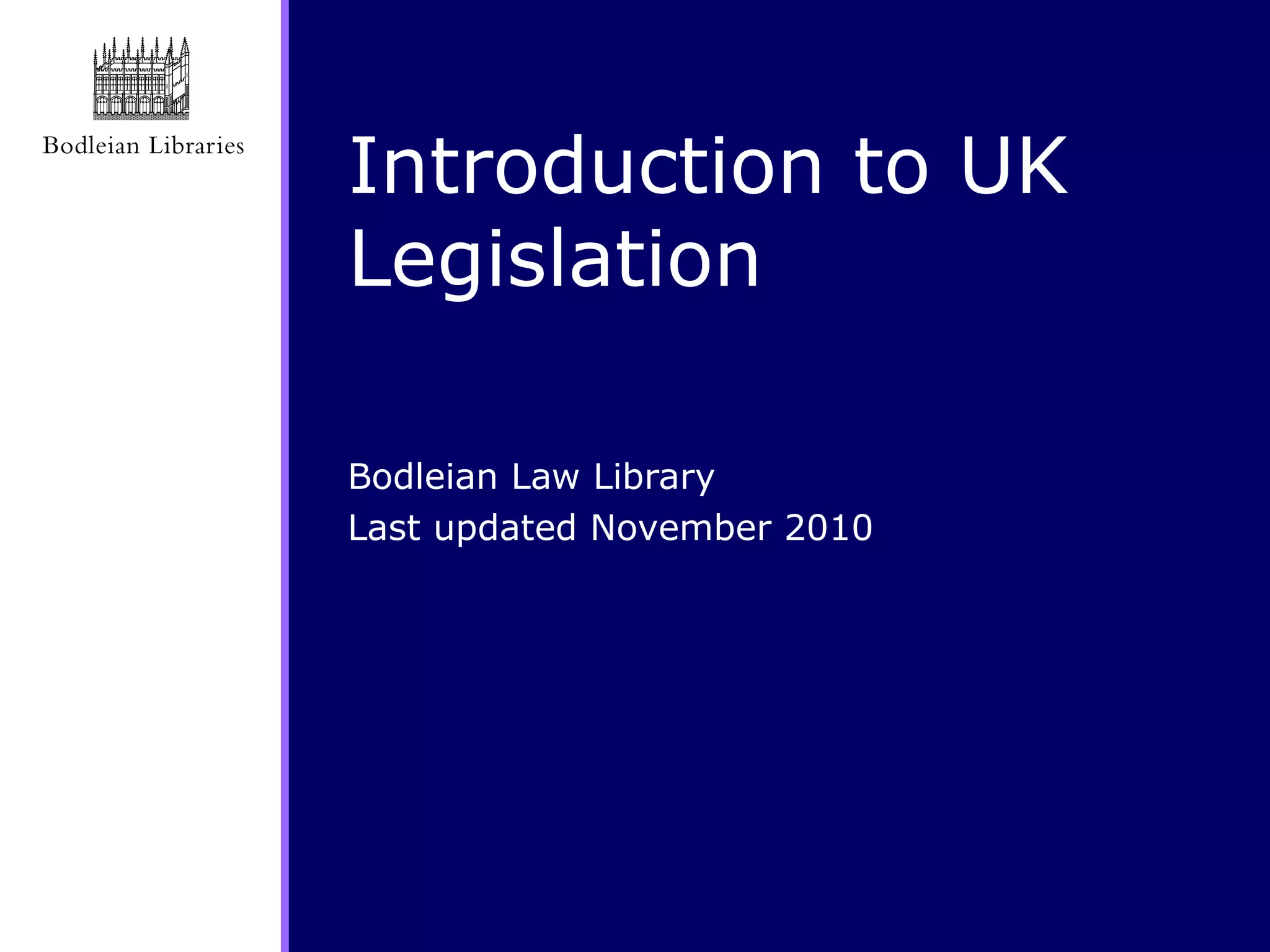 Introduction to uk legislation | PPT