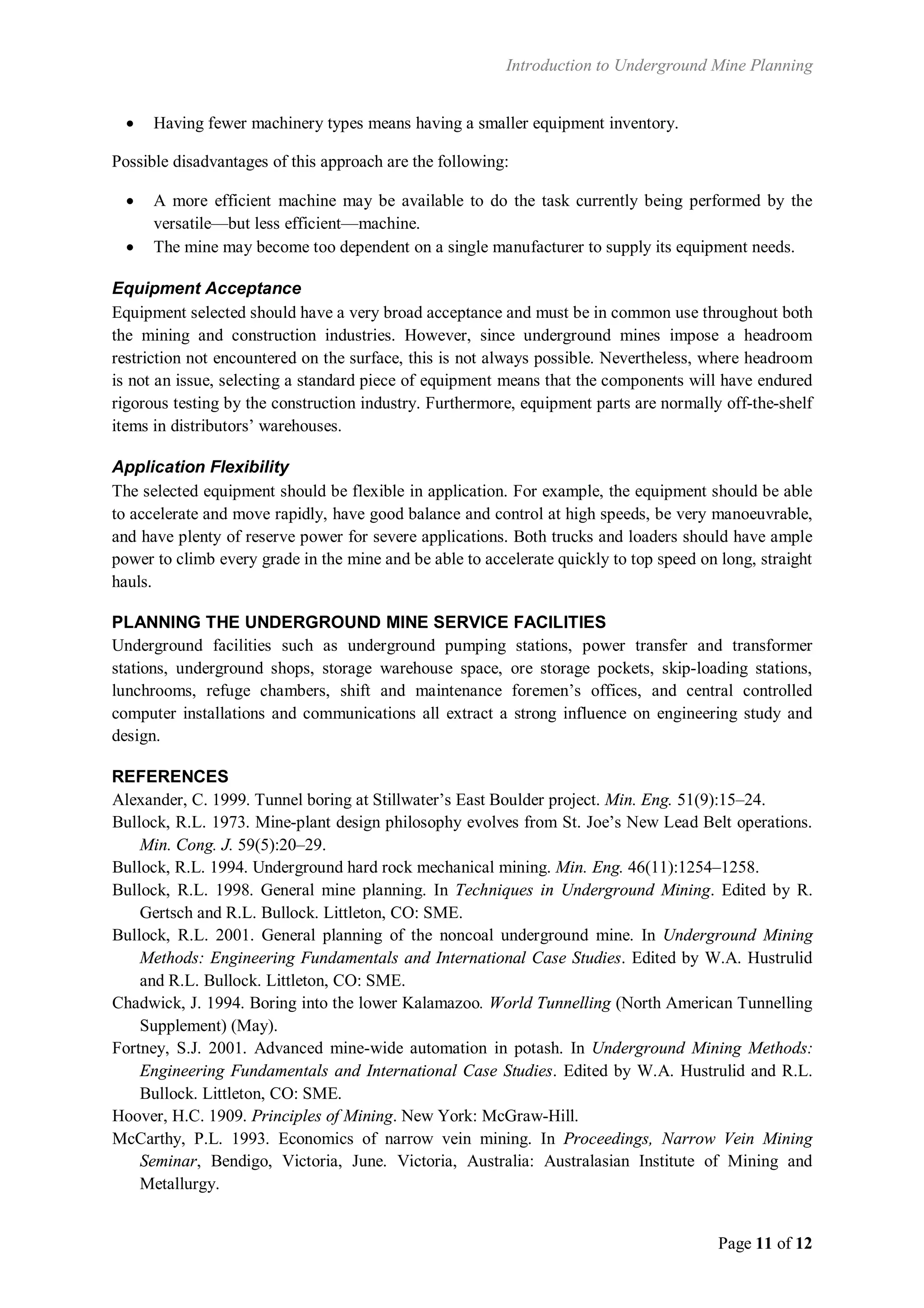 Introduction to underground mine planning | PDF