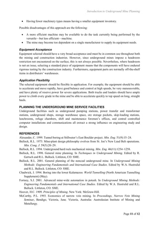 Introduction to underground mine planning | PDF