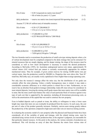 Introduction to underground mine planning | PDF