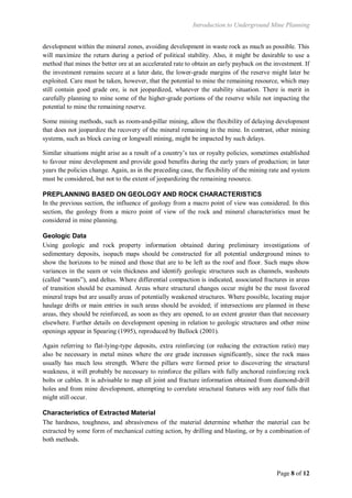 Introduction to underground mine planning | PDF