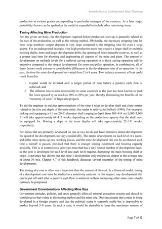 Introduction to underground mine planning | PDF