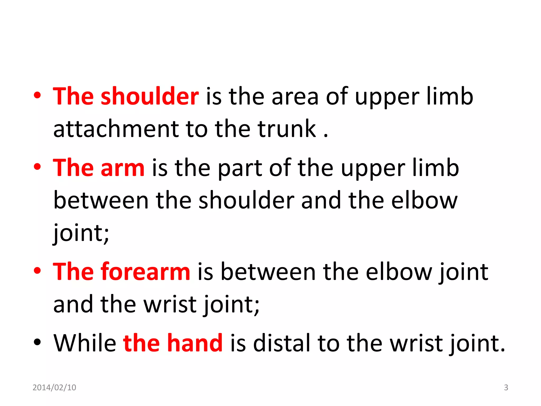 Introduction to upper limb | PPTX