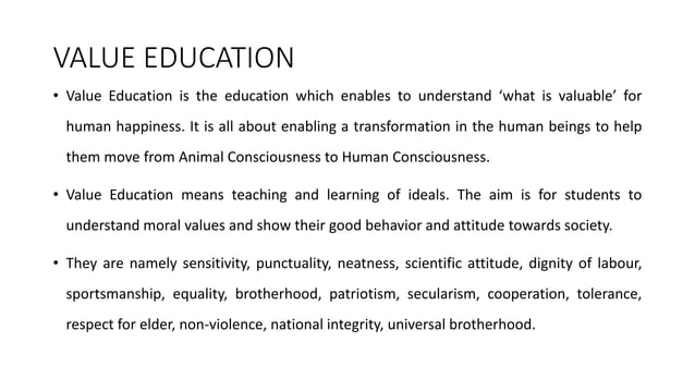 INTRODUCTION TO VALUE EDUCATION - Unit-I | PPTX