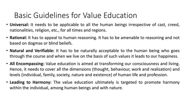 INTRODUCTION TO VALUE EDUCATION - Unit-I | PPTX