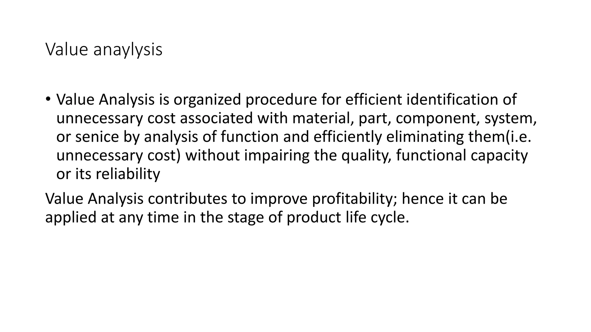 Introduction to value engineering and value analysis | PPT